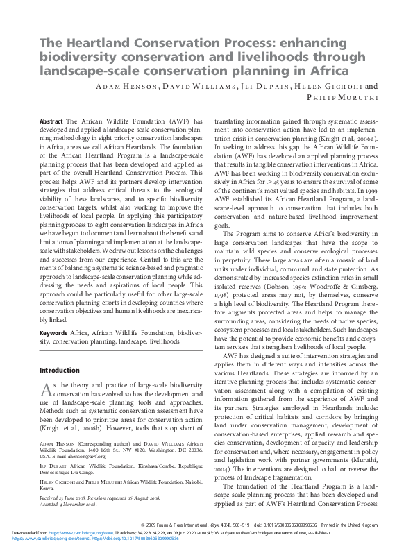 (PDF) The Heartland Conservation Process: enhancing biodiversity ...