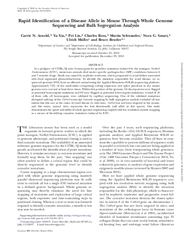 (PDF) Rapid Identification of a Disease Allele in Mouse Through Whole ...
