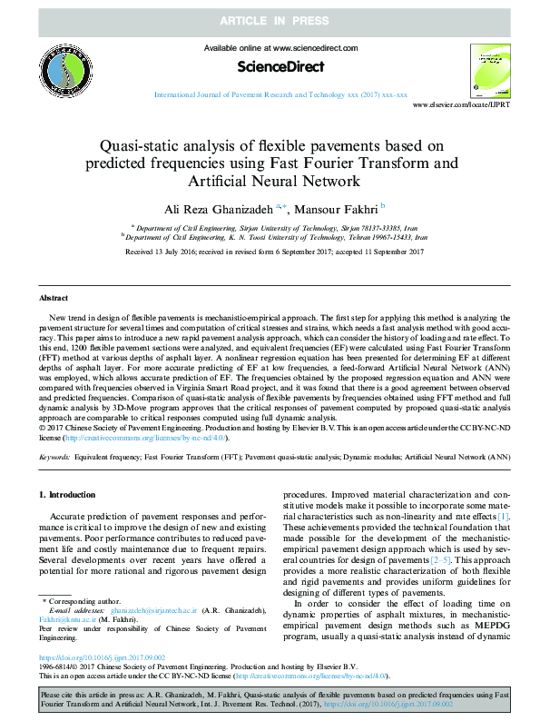 Pdf Quasi Static Analysis Of Flexible Pavements Based On Predicted Frequencies Using Fast