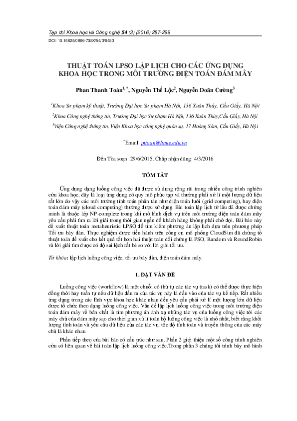 (PDF) Lpso: An Efficient Algorithm Scheduling of Scientific Workflows in Cloud Computing
