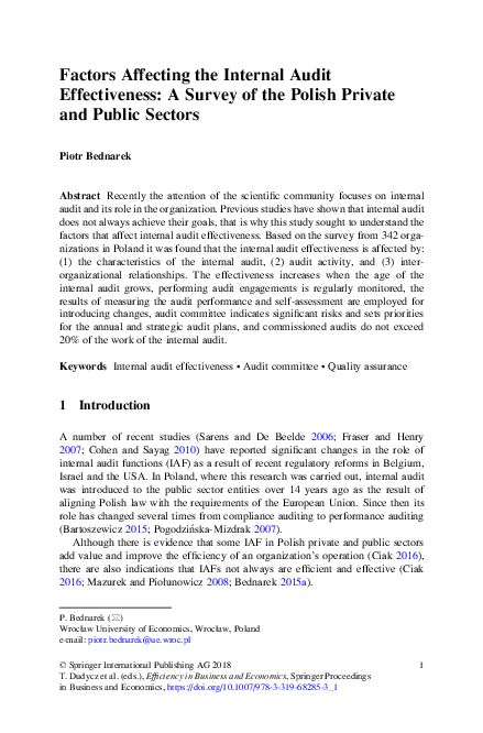 (PDF) Factors Affecting the Internal Audit Effectiveness: A Survey of the Polish Private and ...