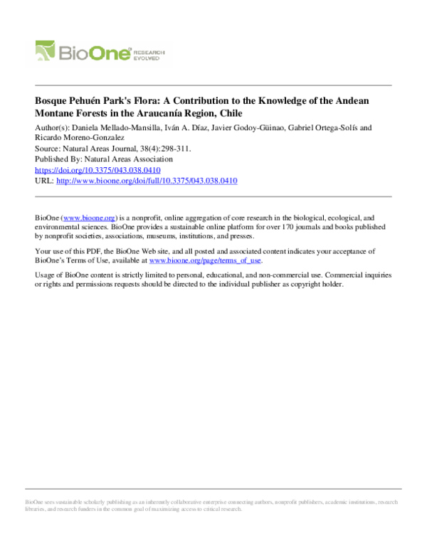 (PDF) Bosque Pehuén Park's Flora: A Contribution to the Knowledge of ...