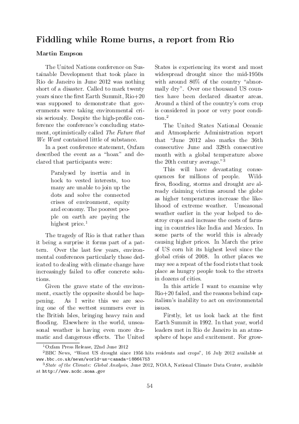(PDF) Fiddling while Rome burns, a report from Rio