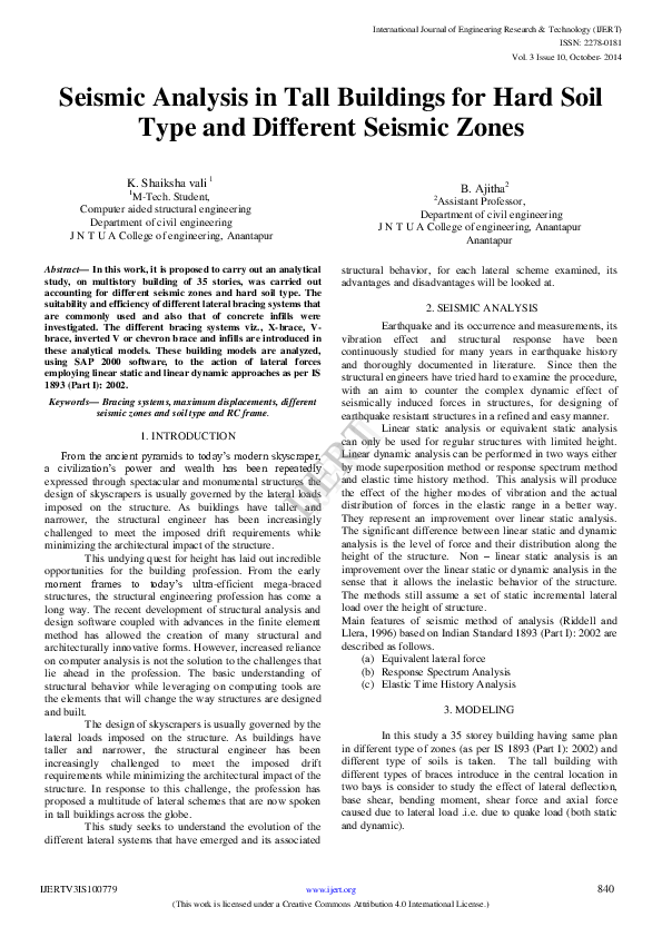(PDF) Seismic Analysis in Tall Buildings for Hard Soil Type and ...