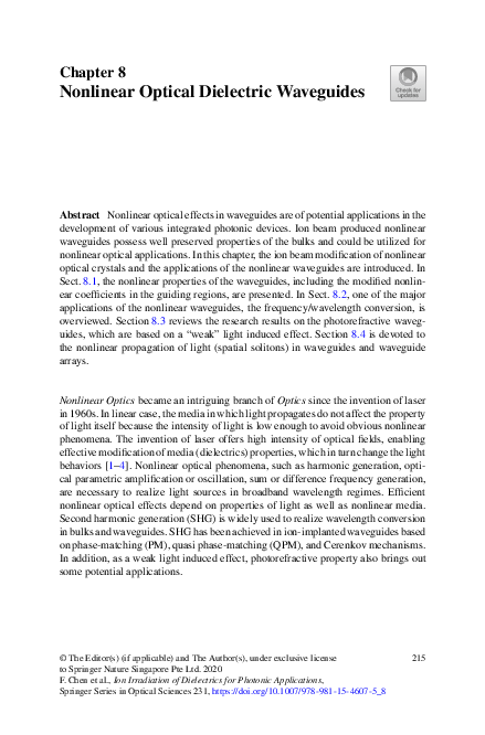 (PDF) Nonlinear Optical Dielectric Waveguides
