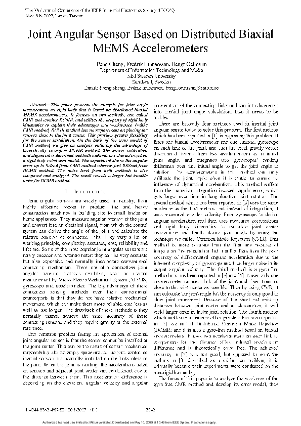 (PDF) An accelerometer-based joint angle sensor for heavy-duty manipulators