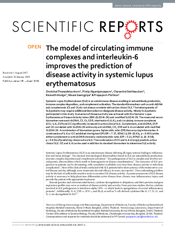 (PDF) The model of circulating immune complexes and interleukin-6 ...