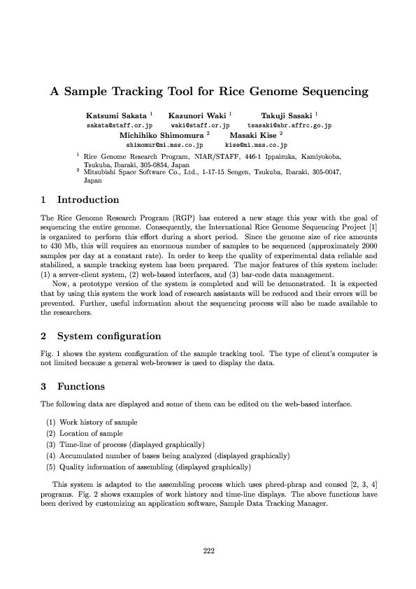 (PDF) A Sample Tracking Tool for Rice Genome Sequencing