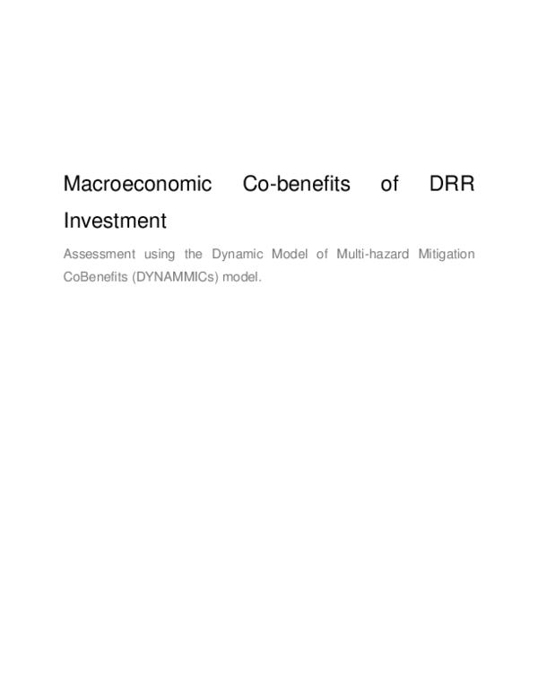(PDF) Macroeconomic co-benefits of DRR investment: assessment using the ...