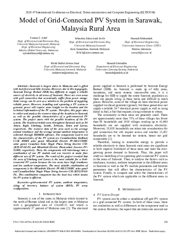 (PDF) Model of Grid-Connected PV System in Sarawak, Malaysia Rural Area