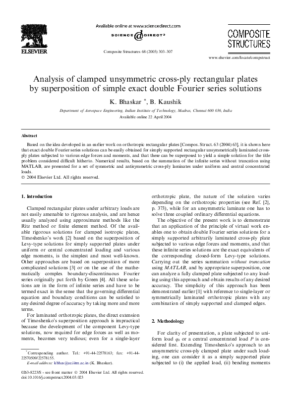 (PDF) Analysis of clamped unsymmetric cross-ply rectangular plates by ...