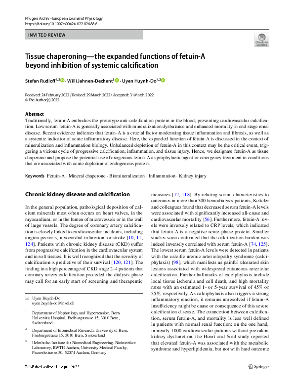 (PDF) Tissue chaperoning—the expanded functions of fetuin-A beyond ...