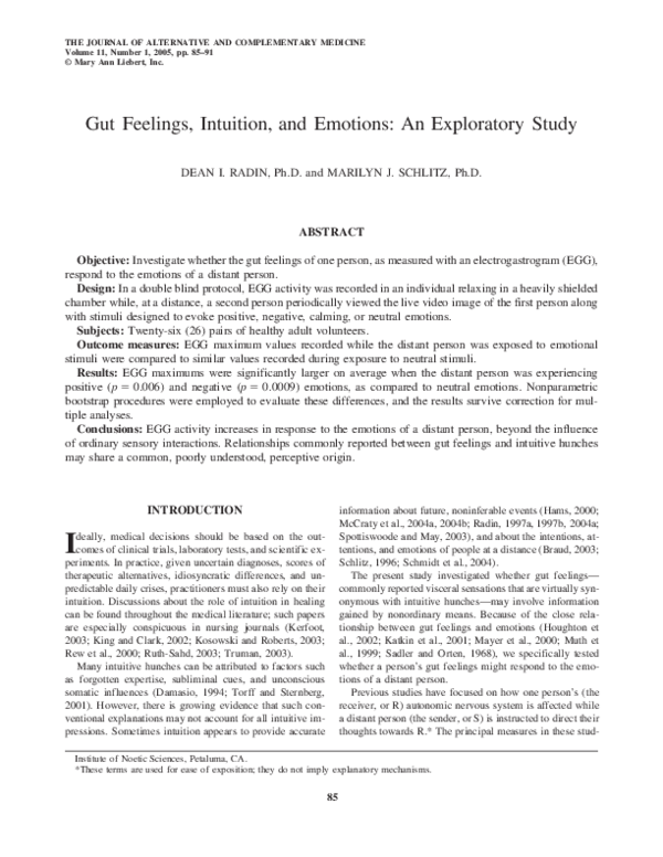 (PDF) Gut Feelings, Intuition, and Emotions: An Exploratory Study
