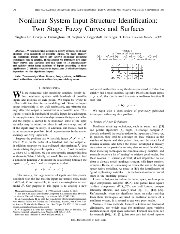 (PDF) Nonlinear system input structure identification: two stage fuzzy curves and surfaces ...