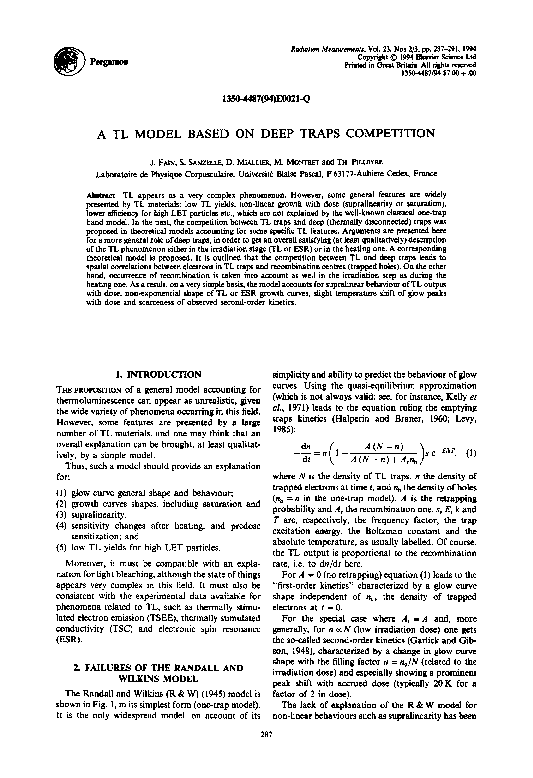 (PDF) A TL model based on deep traps competition