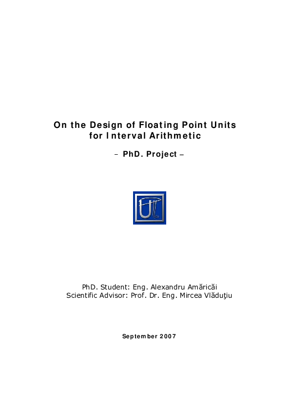 (PDF) Design of floating point units for interval arithmetic | Oana Boncalo - Academia.edu