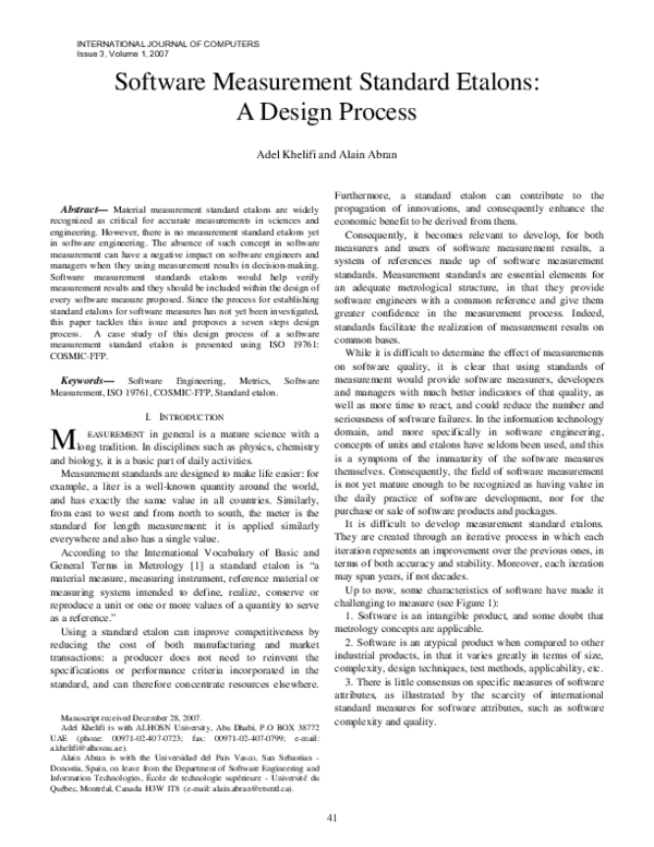 (PDF) Software measurement standards etalons: a design process