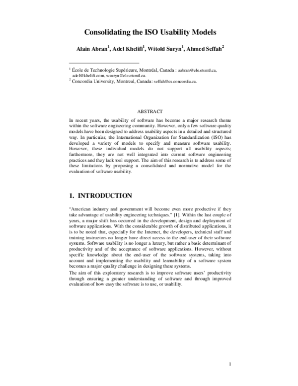 (PDF) Consolidating the ISO usability models