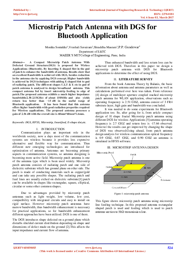 (PDF) Compact DGS Microstrip Antenna for Bluetooth