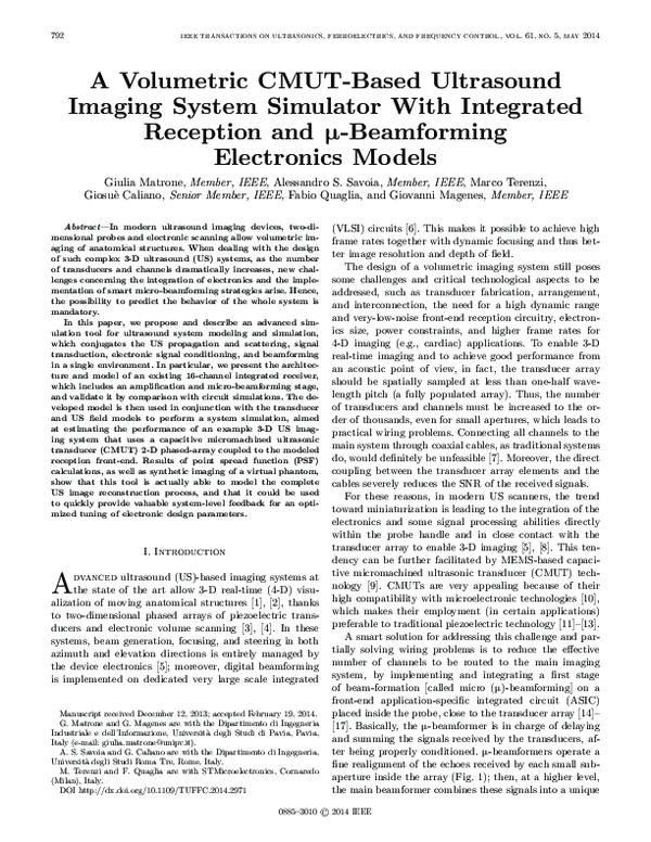 (PDF) A volumetric CMUT-based ultrasound imaging system simulator with ...