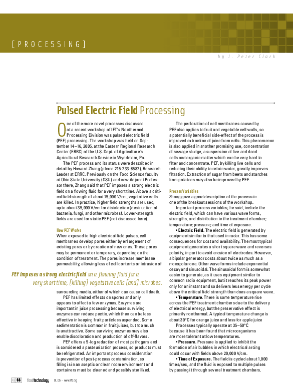 (PDF) Pulsed Electric Field Processing