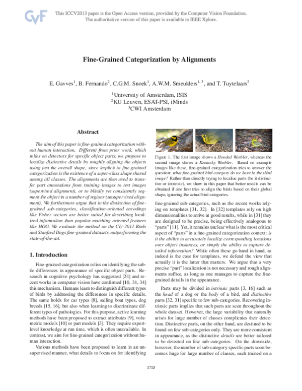 (PDF) Fine-Grained Categorization by Alignments