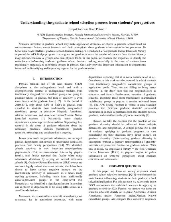 (PDF) Understanding the graduate school selection process from students ...