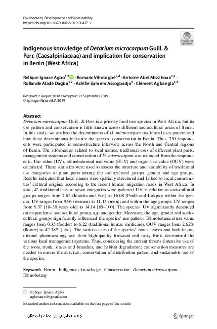 (PDF) Indigenous knowledge of Detarium microcarpum Guill. & Perr ...