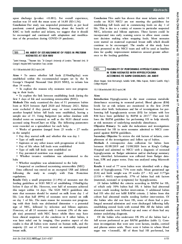 (PDF) 595 Feasibility of performing hypoglycaemia screen in term ...