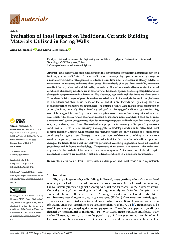 (PDF) Evaluation of Frost Impact on Traditional Ceramic Building ...