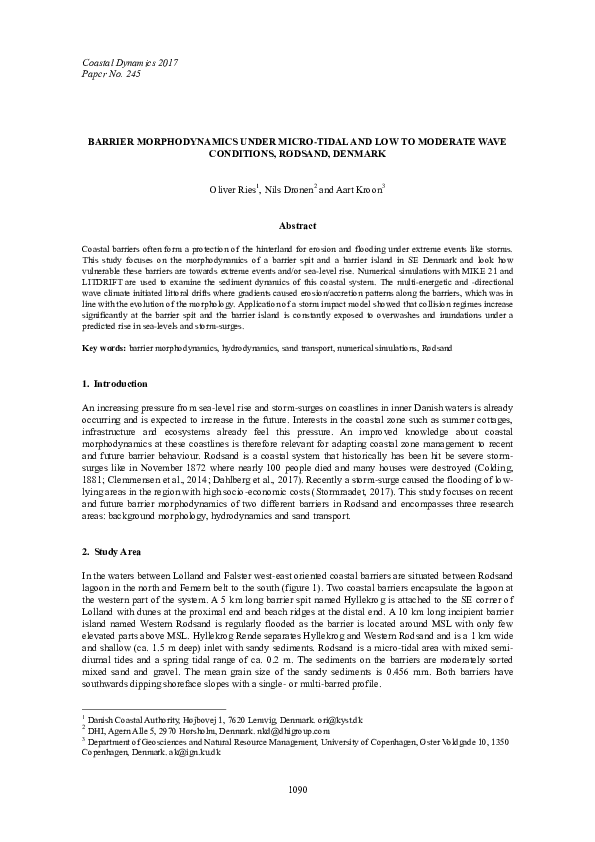 (PDF) Barrier Morphodynamics Under Micro-Tidal and Low to Moderate Wave ...