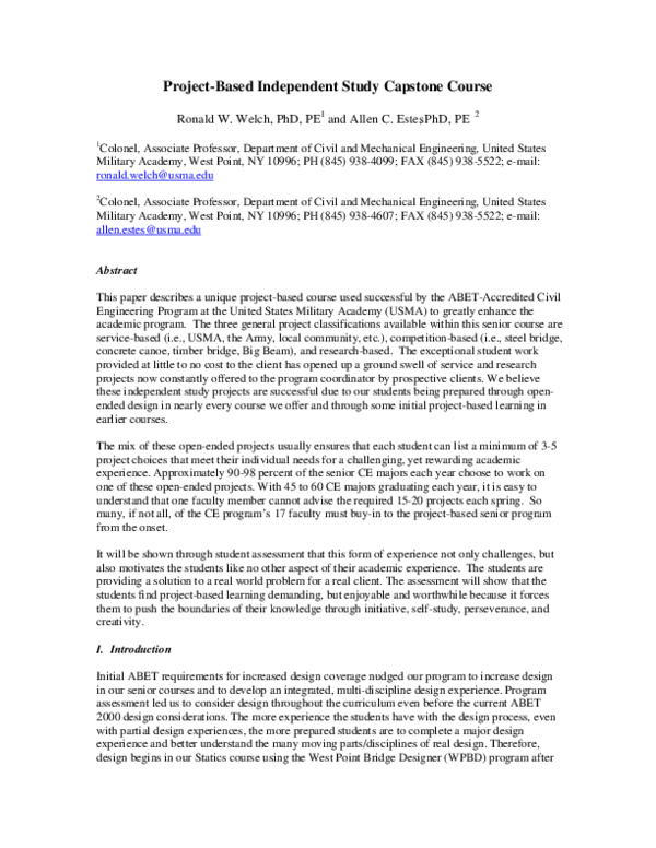 (PDF) Project-Based Independent Study Capstone Course