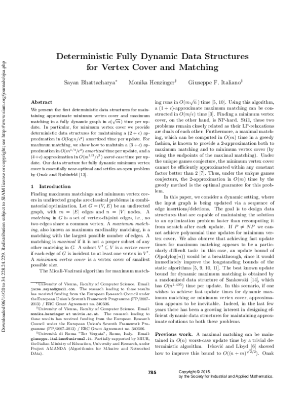 (PDF) Deterministic Fully Dynamic Data Structures for Vertex Cover and Matching