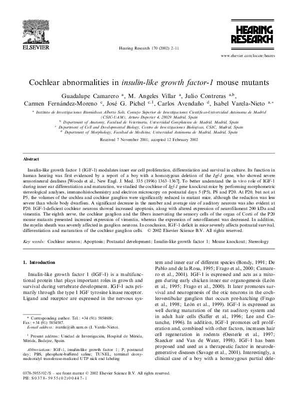 (PDF) Cochlear abnormalities in insulin-like growth factor-1 mouse ...