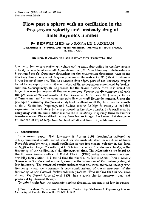 (PDF) Flow past a sphere with an oscillation in the free-stream ...