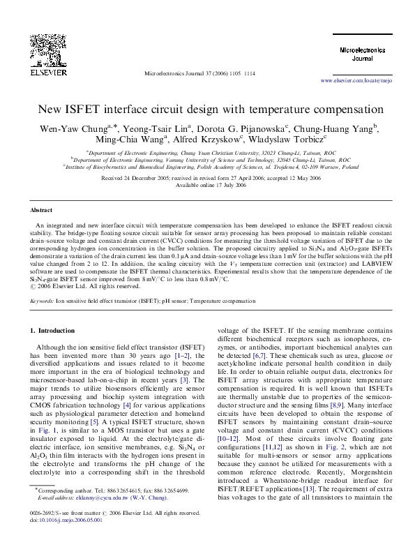 (PDF) New ISFET interface circuit design with temperature compensation