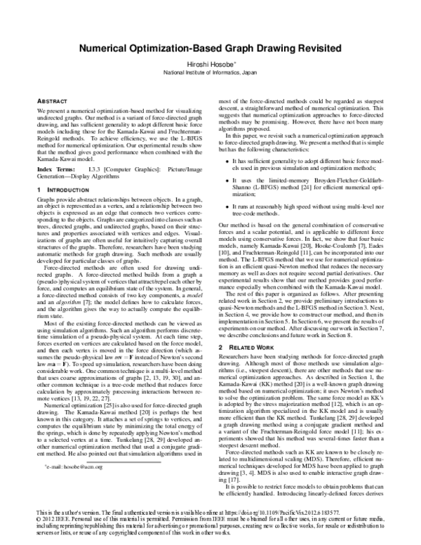 Pdf Numerical Optimization Based Graph Drawing Revisited