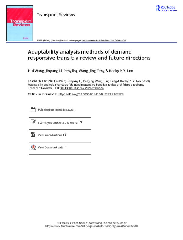 (PDF) Adaptability analysis methods of demand responsive transit: a ...