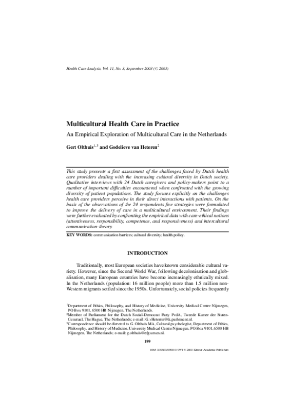 (PDF) Multicultural Health Care in Practice