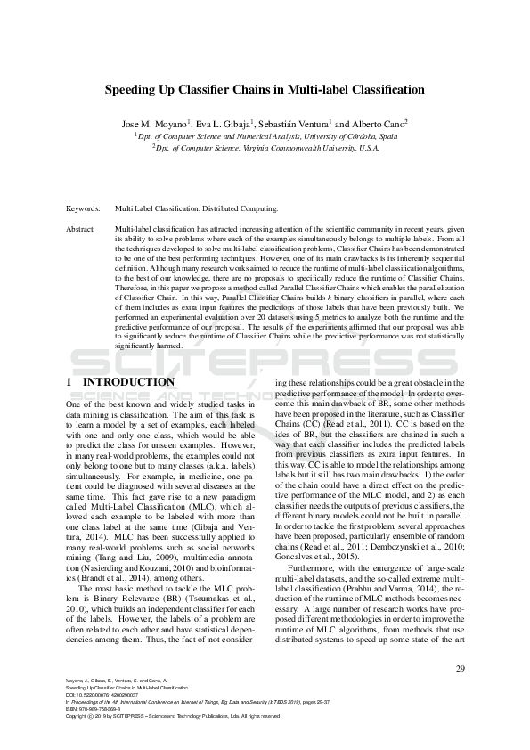 (PDF) Speeding Up Classifier Chains in Multi-label Classification