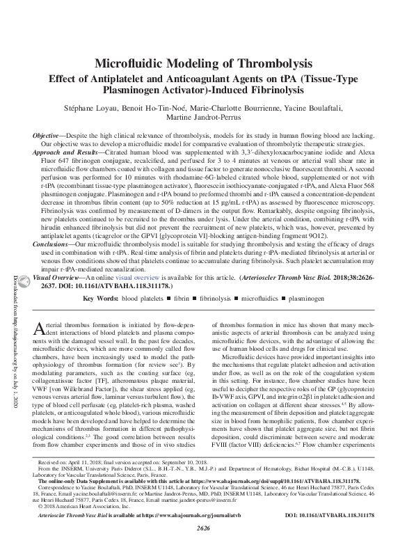 (PDF) Microfluidic Modeling of Thrombolysis
