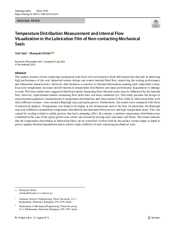 (PDF) Temperature Distribution Measurement and Internal Flow Visualization in the Lubrication ...