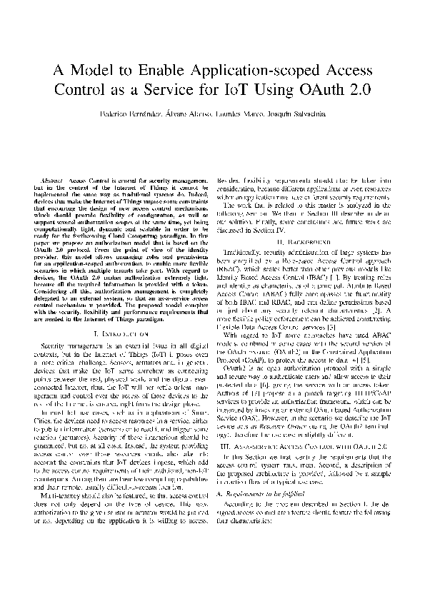 (PDF) A model to enable application-scoped access control as a service for IoT using OAuth 2.0