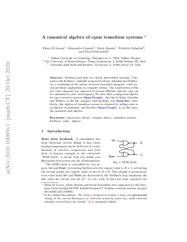 (PDF) A Canonical Algebra of Open Transition Systems