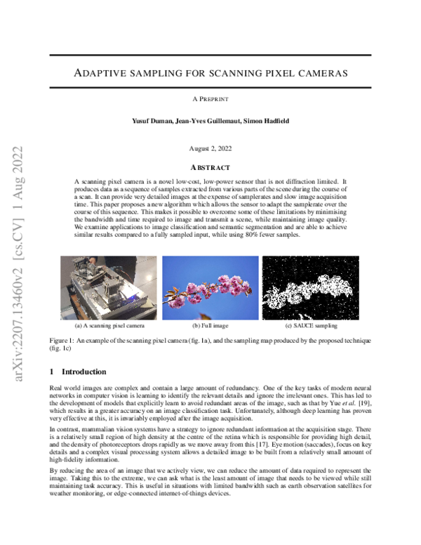 (PDF) Adaptive sampling for scanning pixel cameras