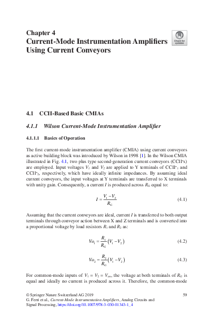 (PDF) Current-Mode Instrumentation Amplifiers Using Current Conveyors