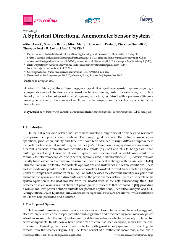(PDF) A Spherical Directional Anemometer Sensor System