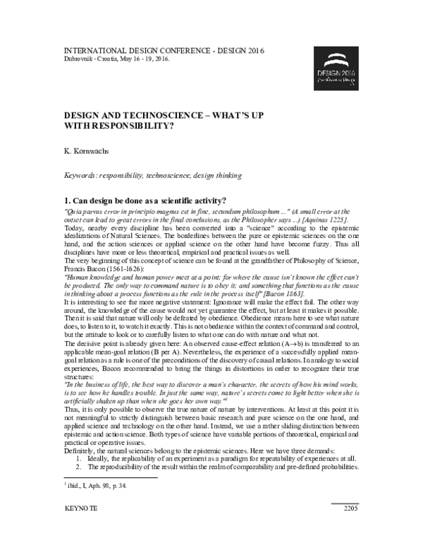 (PDF) Design and Technoscience – What’s Up with Responsibility?