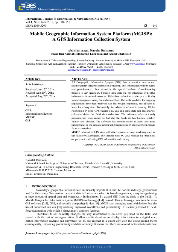 (PDF) Mobile Geographic Information System Platform (MGISP): A GPS ...