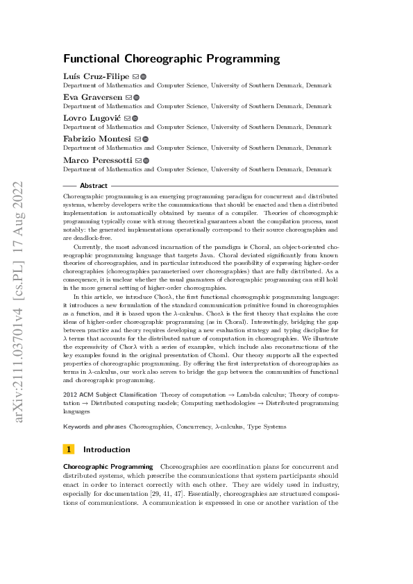 (PDF) Functional Choreographic Programming